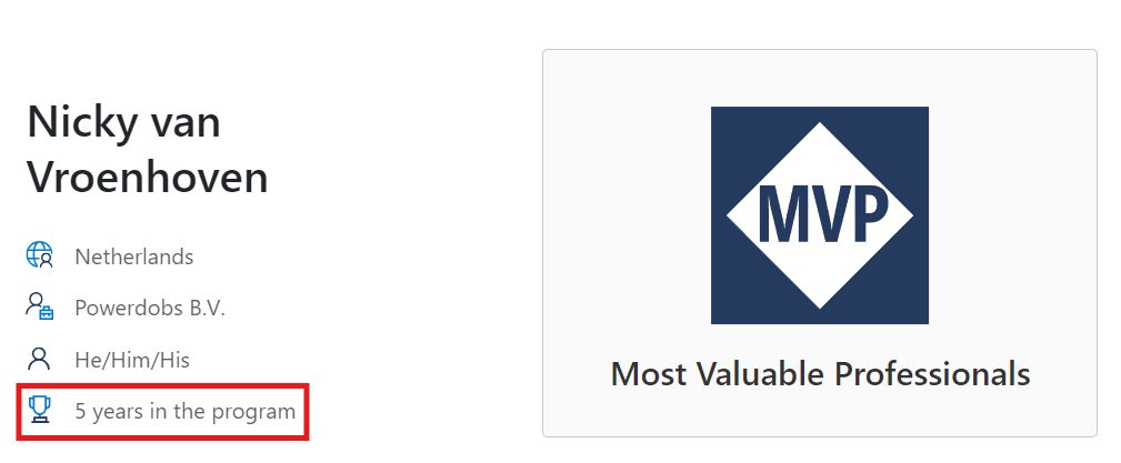 Nicky van Vroenhoven is voor de 5e keer benoemd tot Microsoft MVP ... Nicky van Vroenhoven is voor de 5e keer benoemd tot Microsoft MVP ...